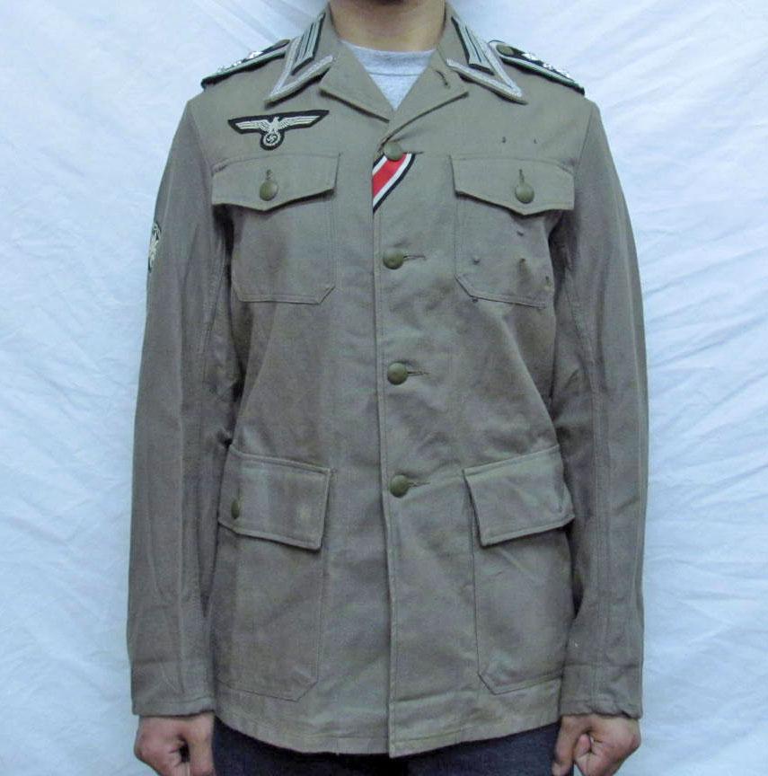 GERMAN NAZI UNIFORM JACKET W/ SHOULDER BOARDS, COLLAR TABS, AND PATCHES
