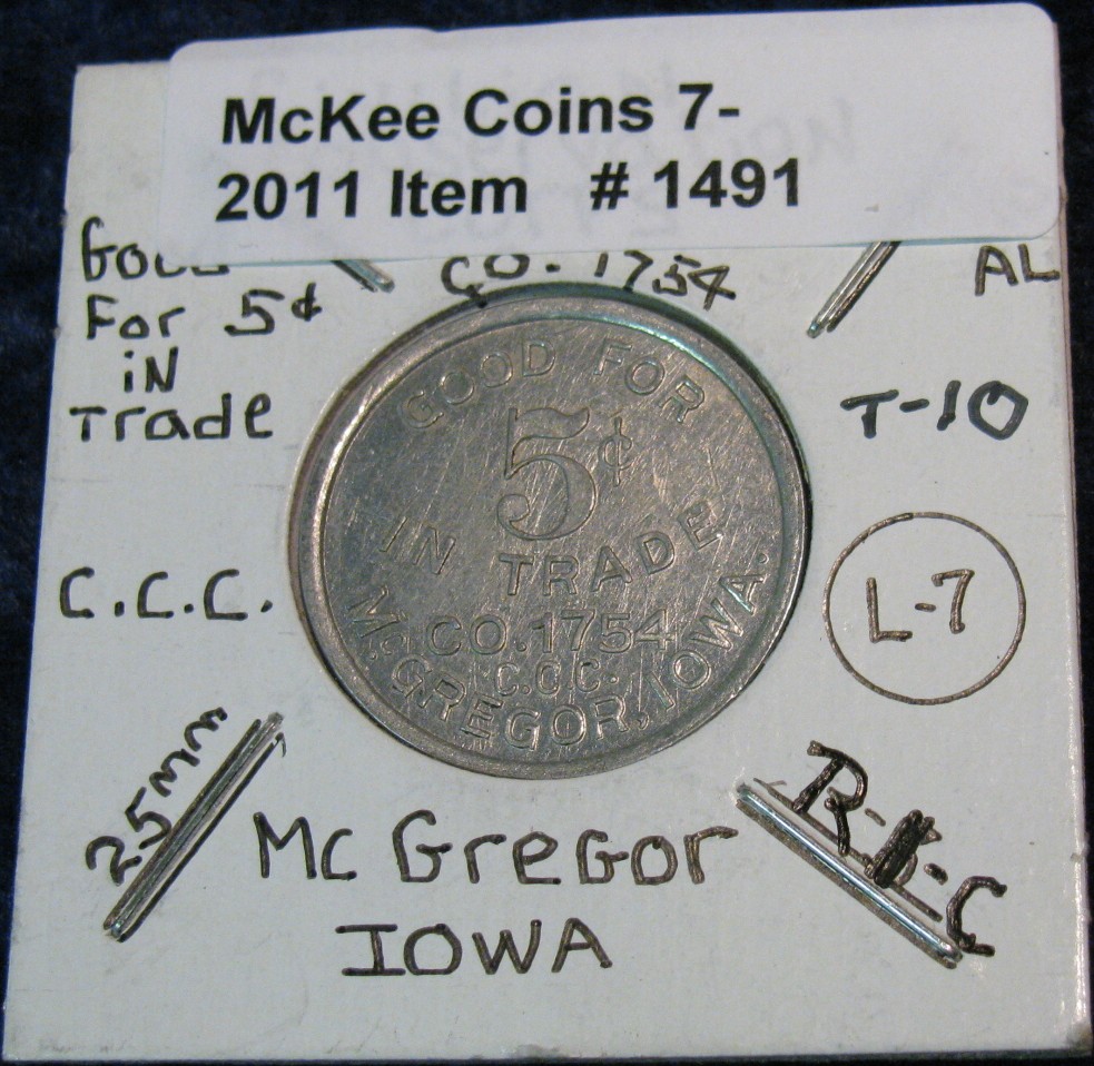 1491. U.S. Civilian Conservation Corps Token