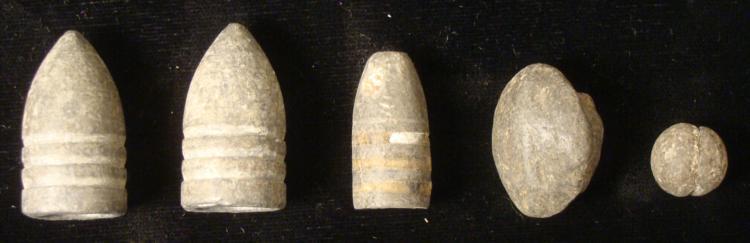 FIVE ORIGINAL CIVIL WAR CONFEDERATE & UNION BULLETS
