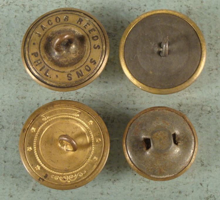 3 CIVIL WAR INFANTRY BUTTONS-MARKED & 1 GAR