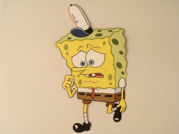 Contemplating SpongeBob Original Animation Art Cel Is