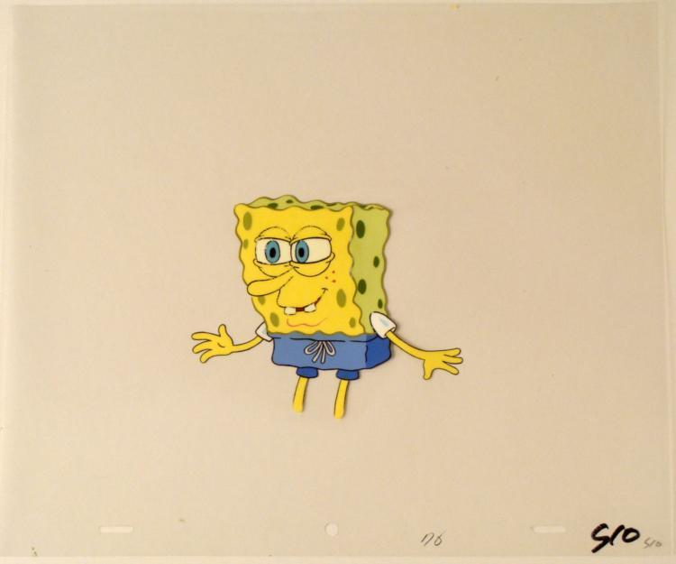 Original SpongeBob Production Art Cel Squint Yellow