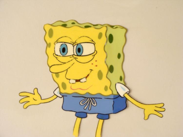 Original SpongeBob Production Art Cel Squint Yellow