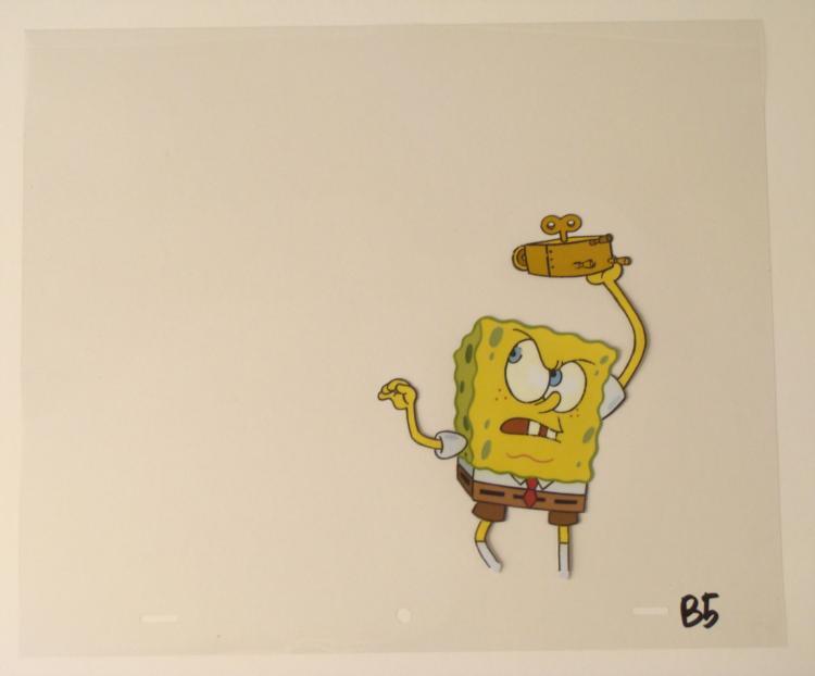 Hand Clock Original SpongeBob Holding Cel Animation Art
