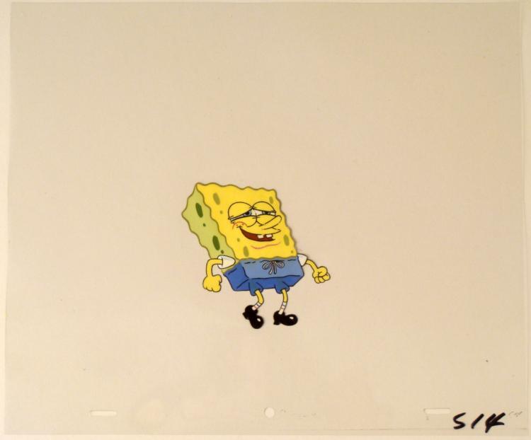 SpongeBob Squinting Arms Original Cel Production Out
