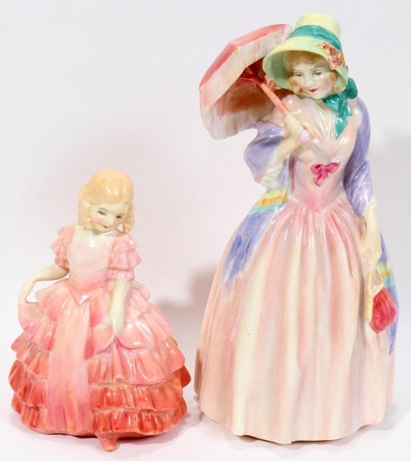 ROYAL DOULTON FIGURINES "MISS DEMURE" & "ROSE"
