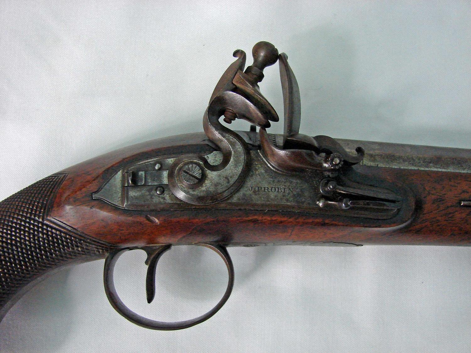 J. Probin Marked Flintlock Pistol Lock plate