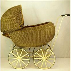 Late Victorian wicker baby buggy