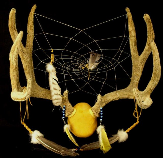 8 point deer antler rack decorated