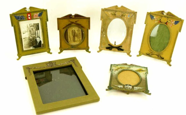 Collection of 6 antique military picture frames.