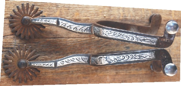 Buermann silver inlaid long shank spurs