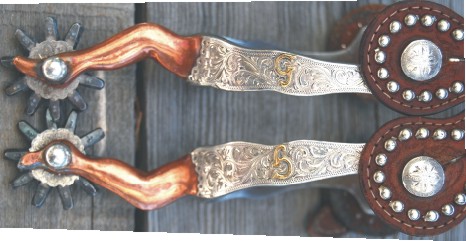 Jolon silver and copper mounted lady leg spurs