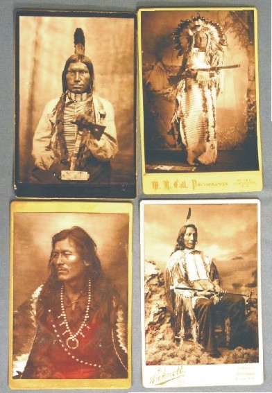 (4) old Indian cabinet cards
