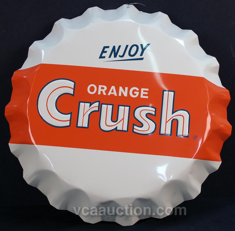 Orange Crush Embossed Bottle Cap Shape Tin Sign