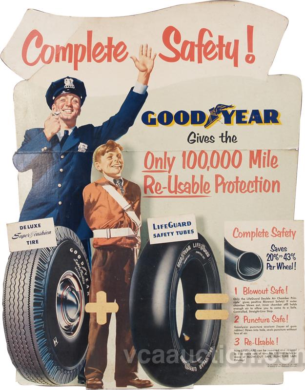 "GOOD YEAR" Tires 'Cop' Die-Cut Easel Back Cardboard