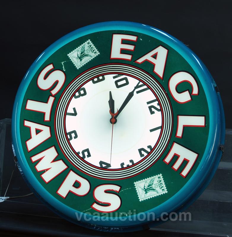 Wall Mount Plastic Light-Up "EAGLE STAMPS" Clock