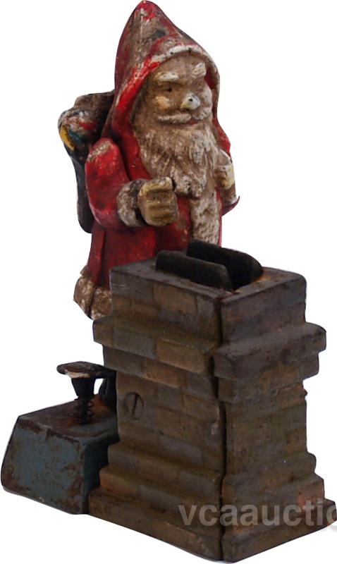 Antique Cast-Iron Countertop Santa Claus Mechanical Ba