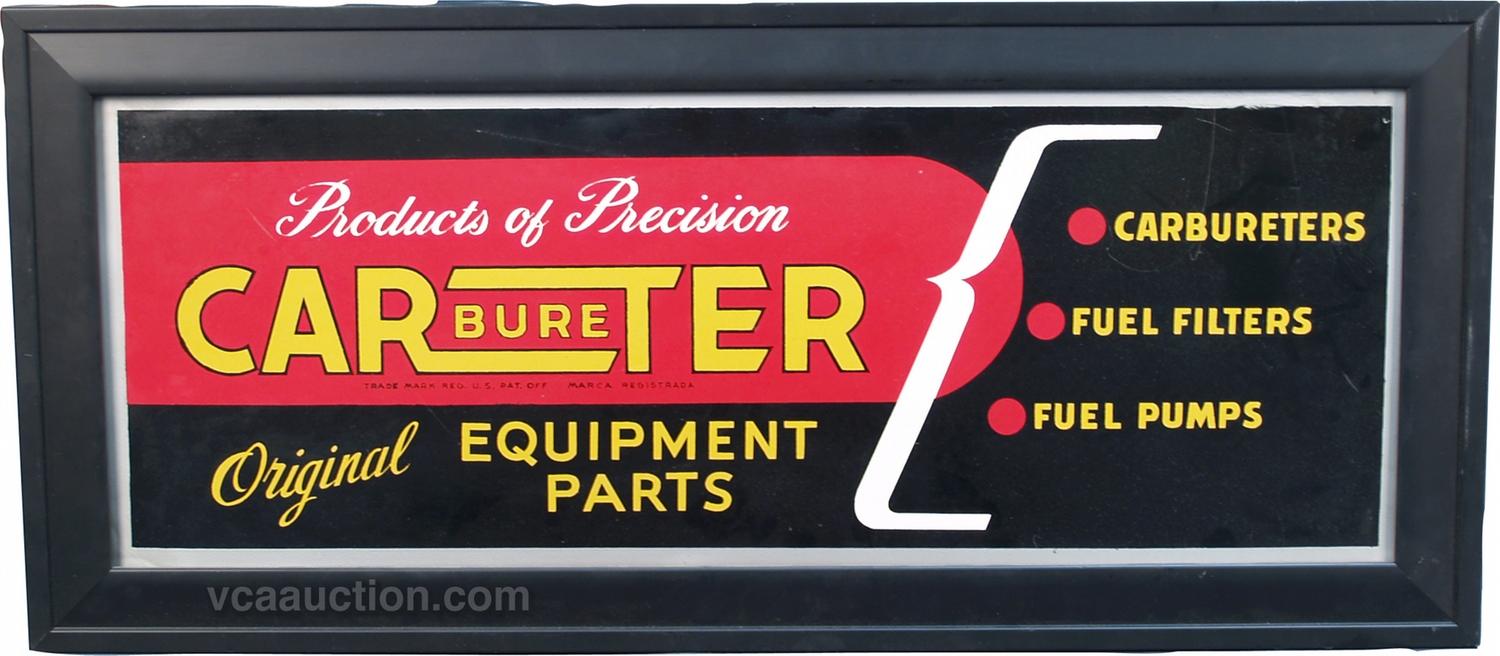 Carter Carbureter Tin Sign c1950's