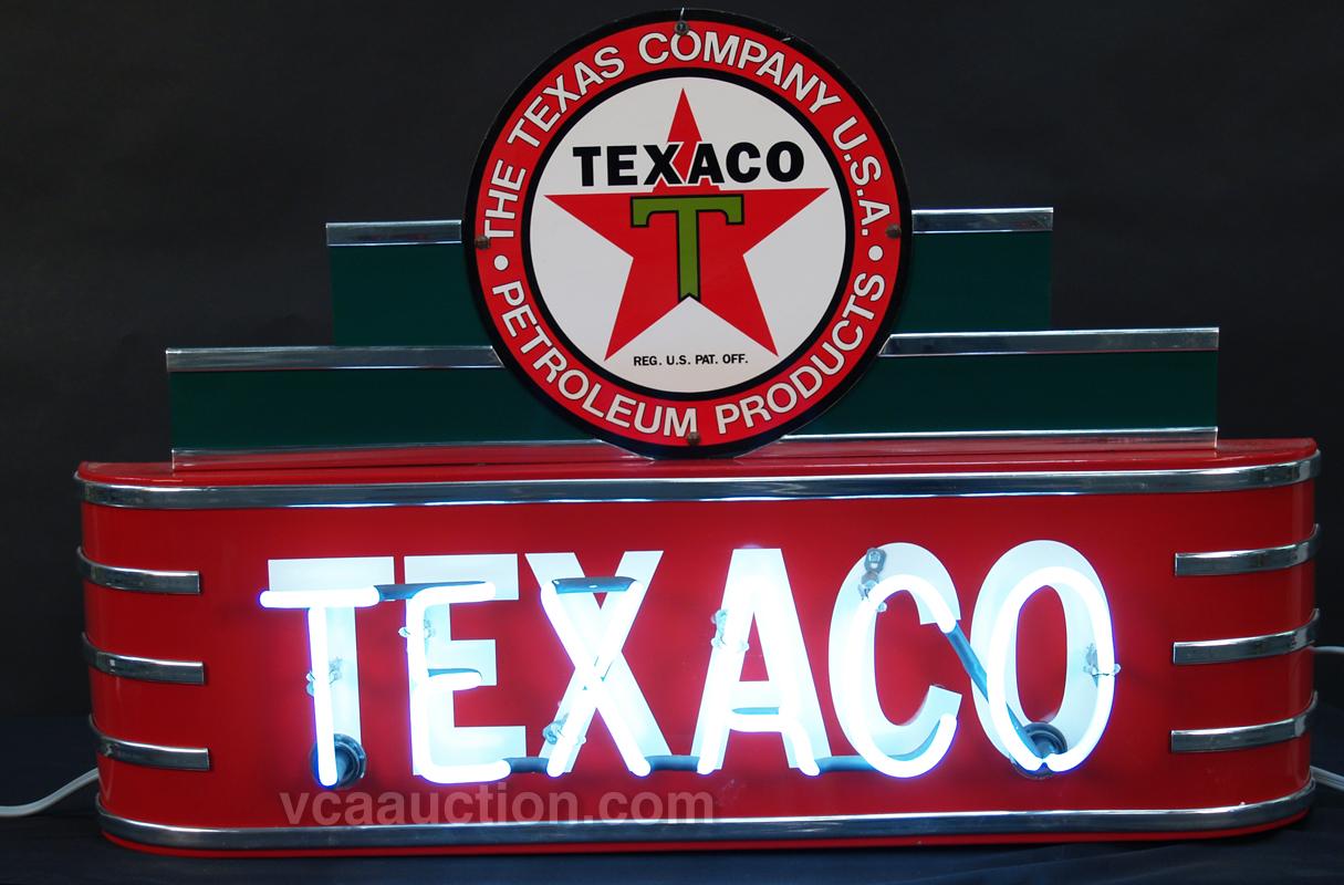 "TEXACO" Neon & Metal Box Sign