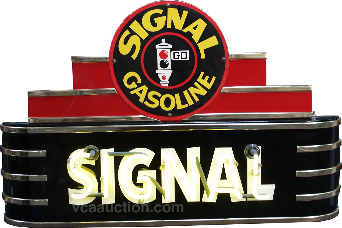 "SIGNAL" Gasoline Neon & Metal Box Sign