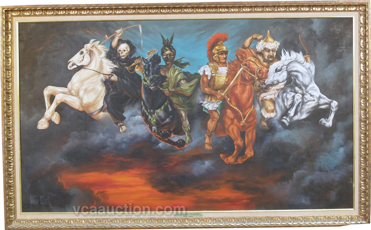 Large Signed Painting Patricia Hubbell '62 "The Four Ho