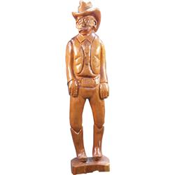 Life-Size Wooden Hand Carved Cowboy Figural Statue