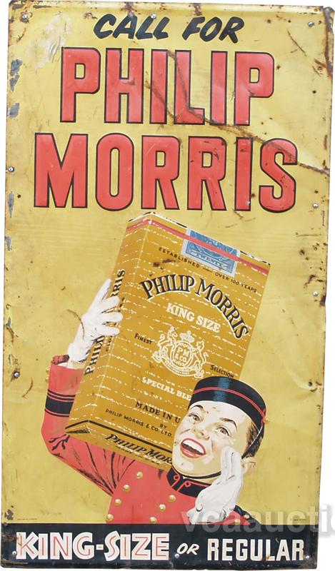 Call For "Philip Morris" Embossed Tin Sign