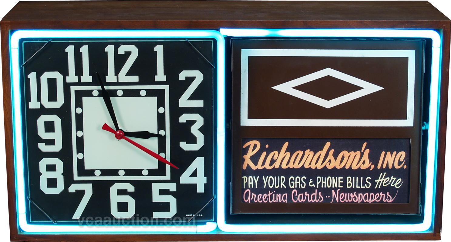 Countertop Wood & Neon Flip Advertisement Clock Sign