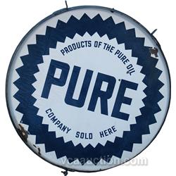 Large "PURE" Round Double Sided Porcelain Sign