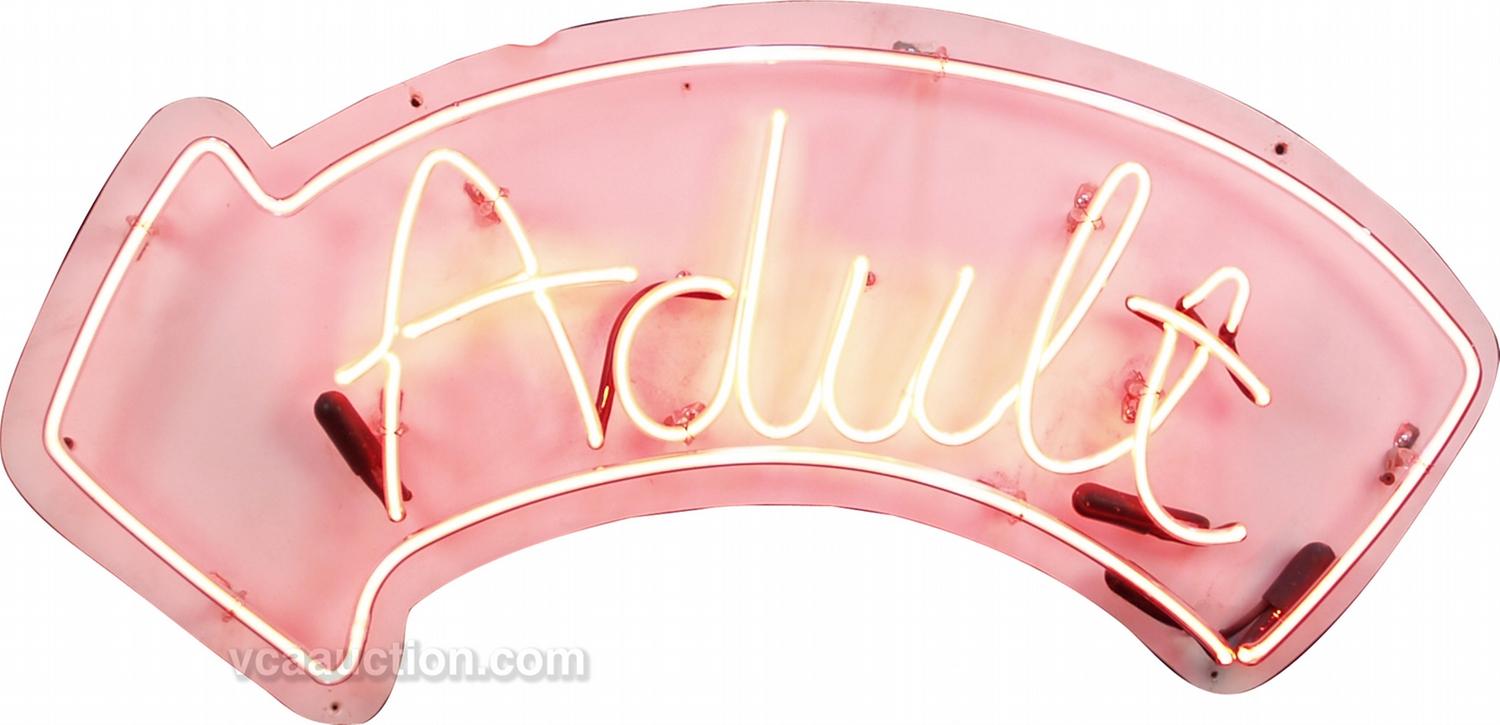 "ADULT" Arrow Pointing Neon Sign