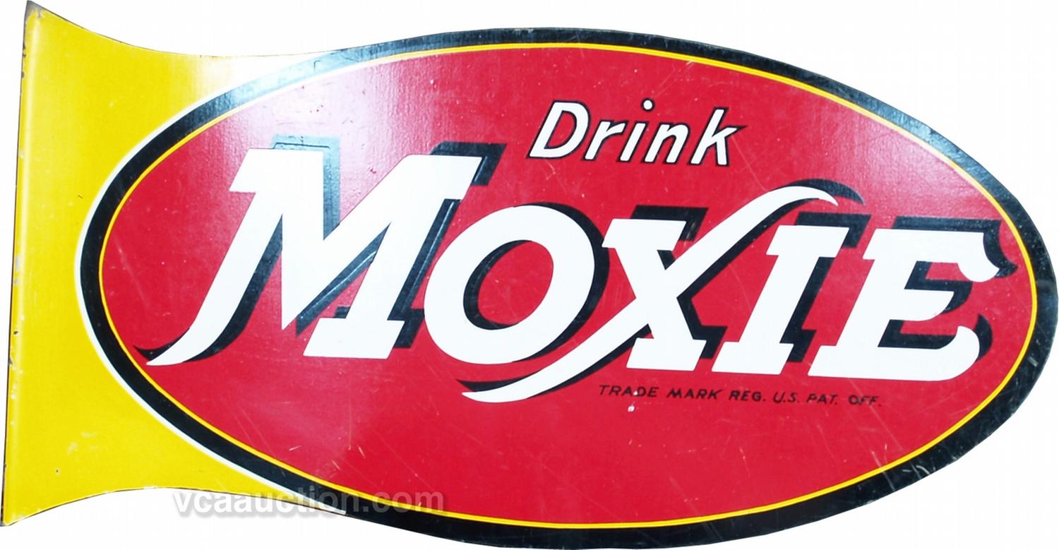 Drink MOXIE Die-Cut Double Sided Flange Tin Sign