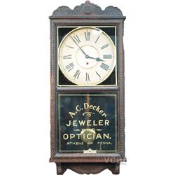 Early Wall Mount Wood "Crane" Waterbury Clock