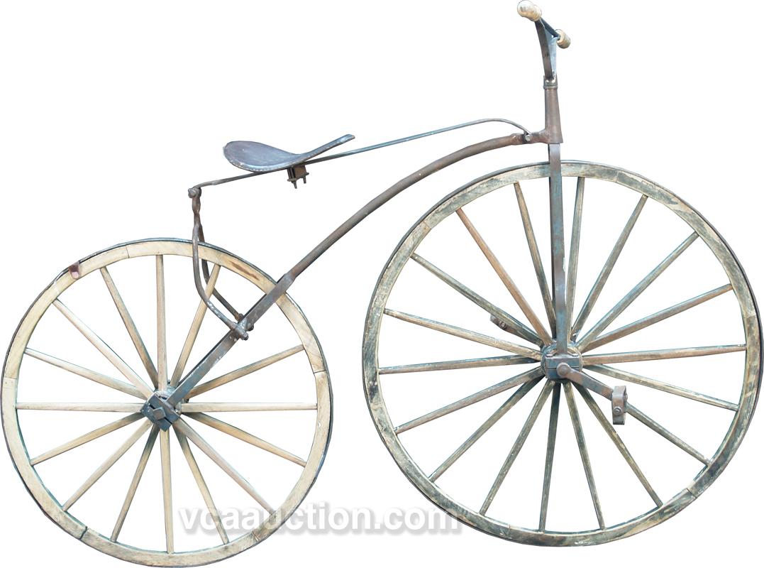 Antique Cast-Iron & Wooden Bicycle "Velocipede" c1860's