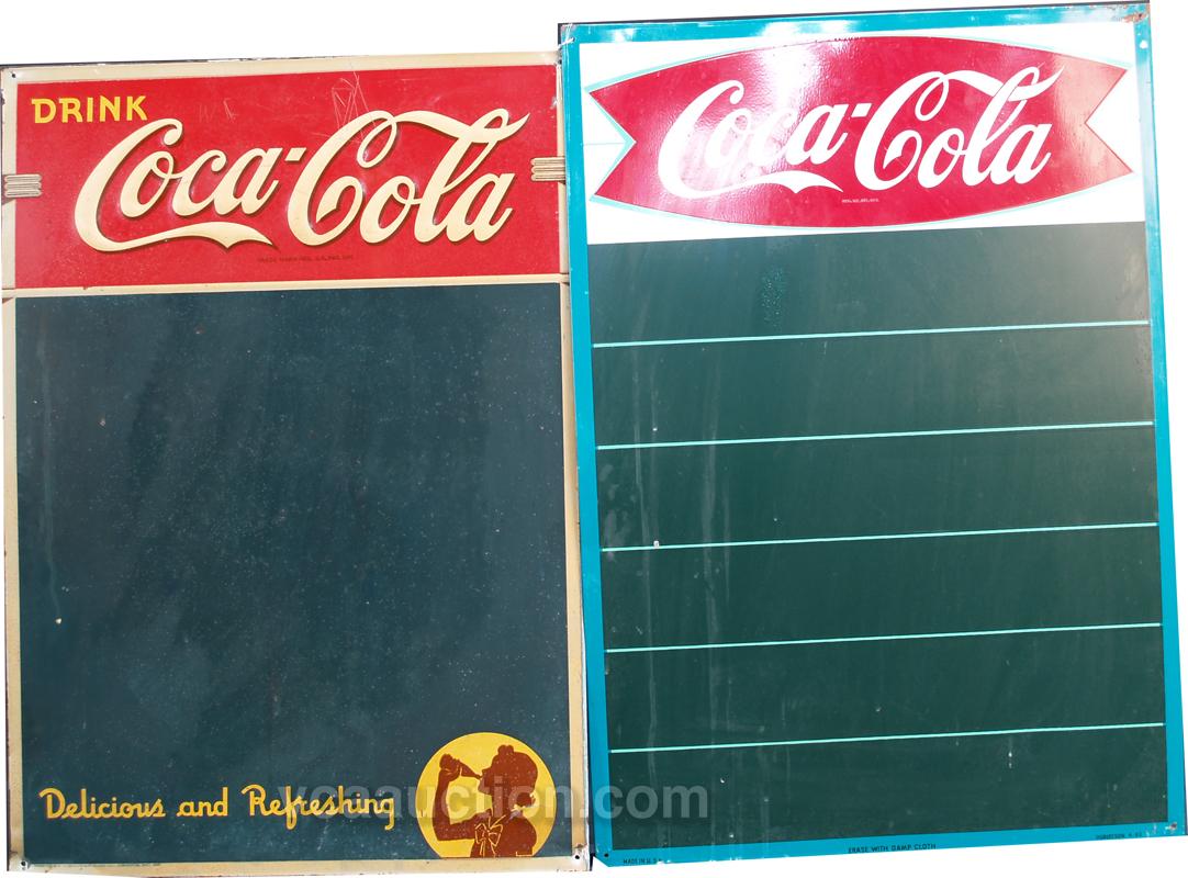 Lot Of 2 Coca Cola Tin Chalkboard Menu Signs: