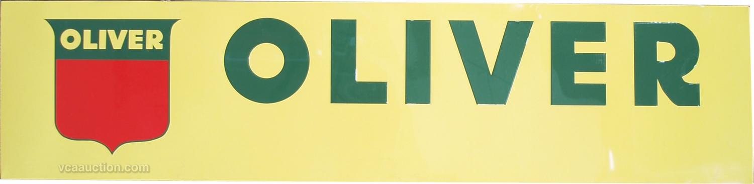Large "OLIVER" Yellow & Green Embossed Tin Sign