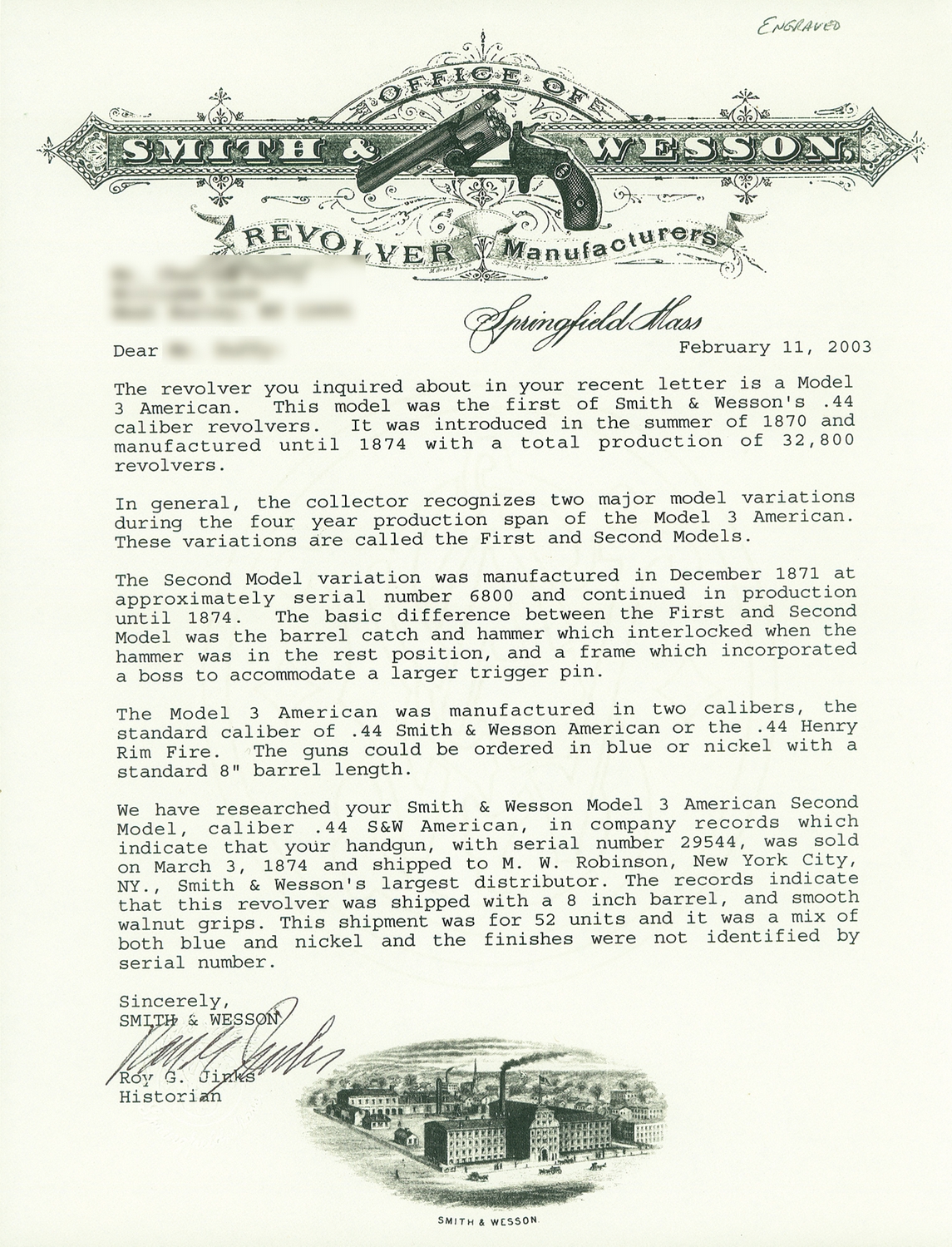 New York Engraved Smith & Wesson Model 3 American with Ivory Grips and ...