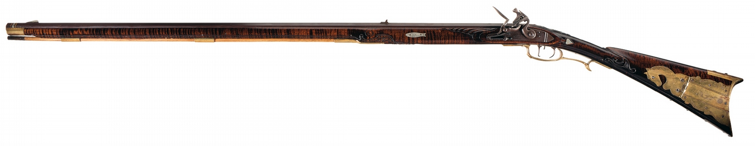 Contemporary Bergmann Signed Left Handed Flintlock Kentucky Rifle with ...