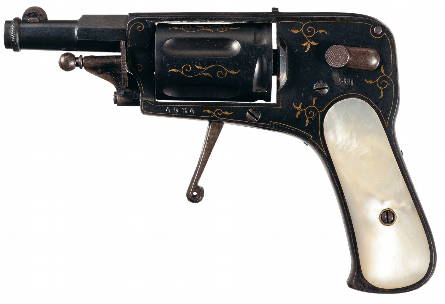Excellent Gold Inlaid A. Francotte Double Action Hammerless Revolver ...