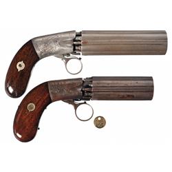 Collector's Lot of Two Percussion Pepperboxes -A) Unmarked Percussion ...