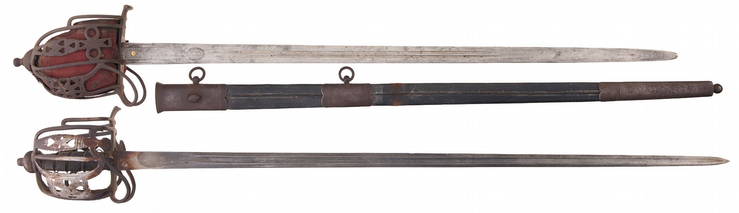 Two Basket Hilted Claymore Swords