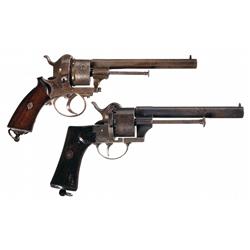Collector's Lot of Two Pinfire Revolvers -A) Engraved European Double ...