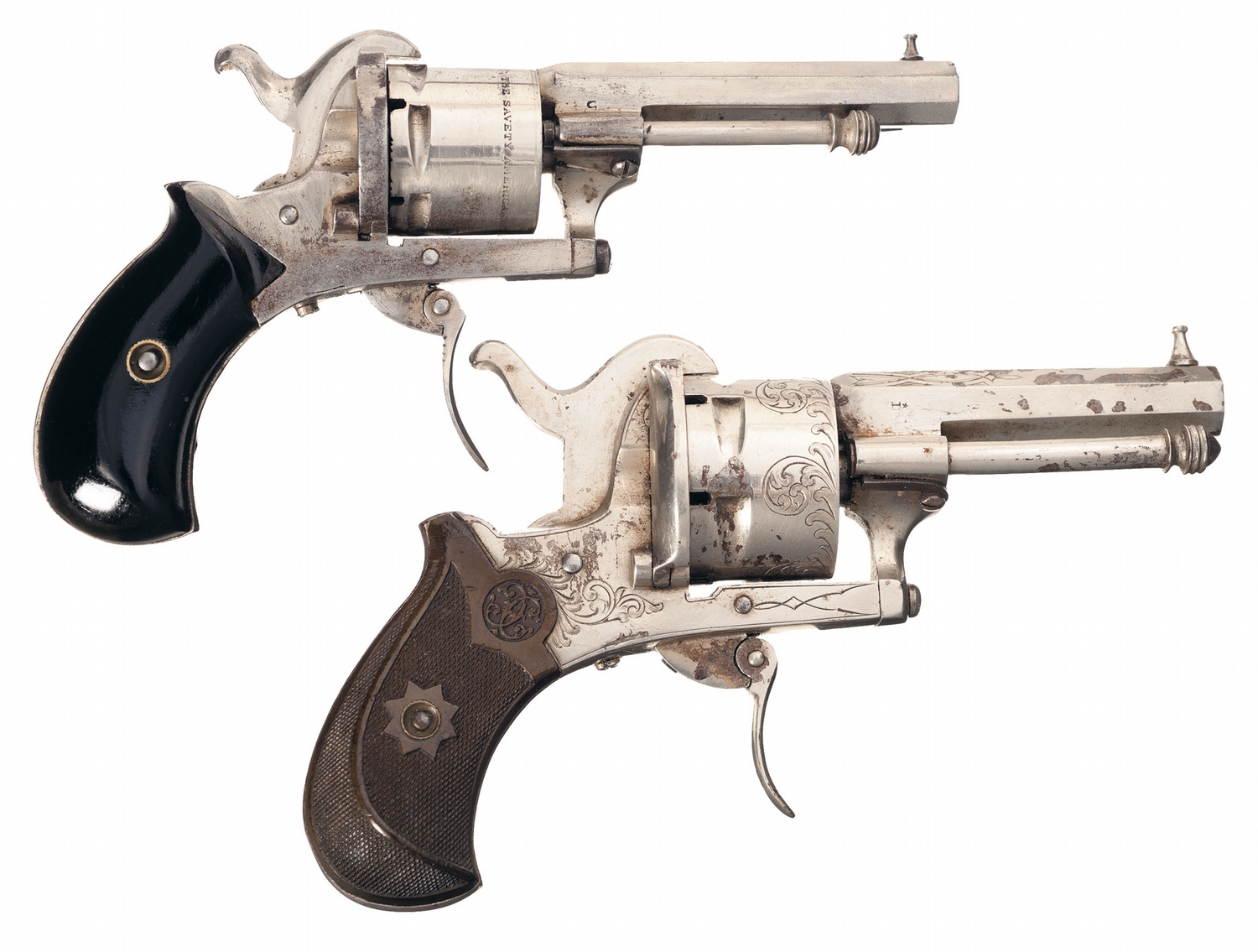 Collector's Lot of Two European Pinfire Revolvers -A) Savety American ...