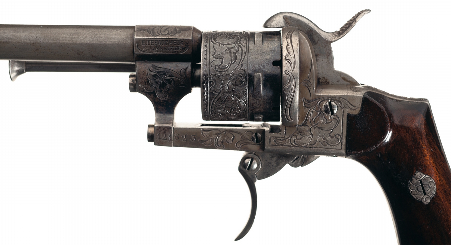 Factory Engraved Lefaucheux Pinfire Revolver with Holster