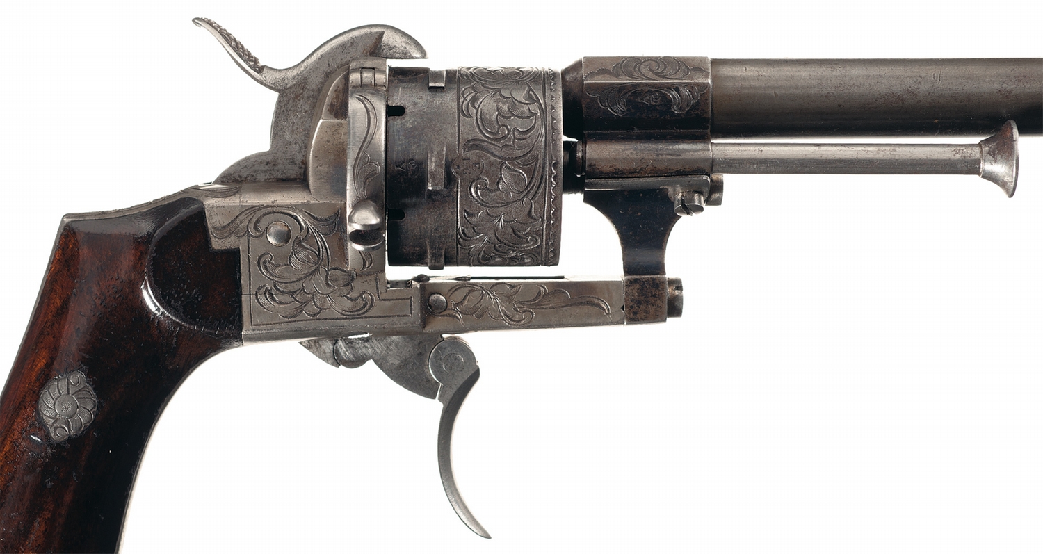 Factory Engraved Lefaucheux Pinfire Revolver with Holster