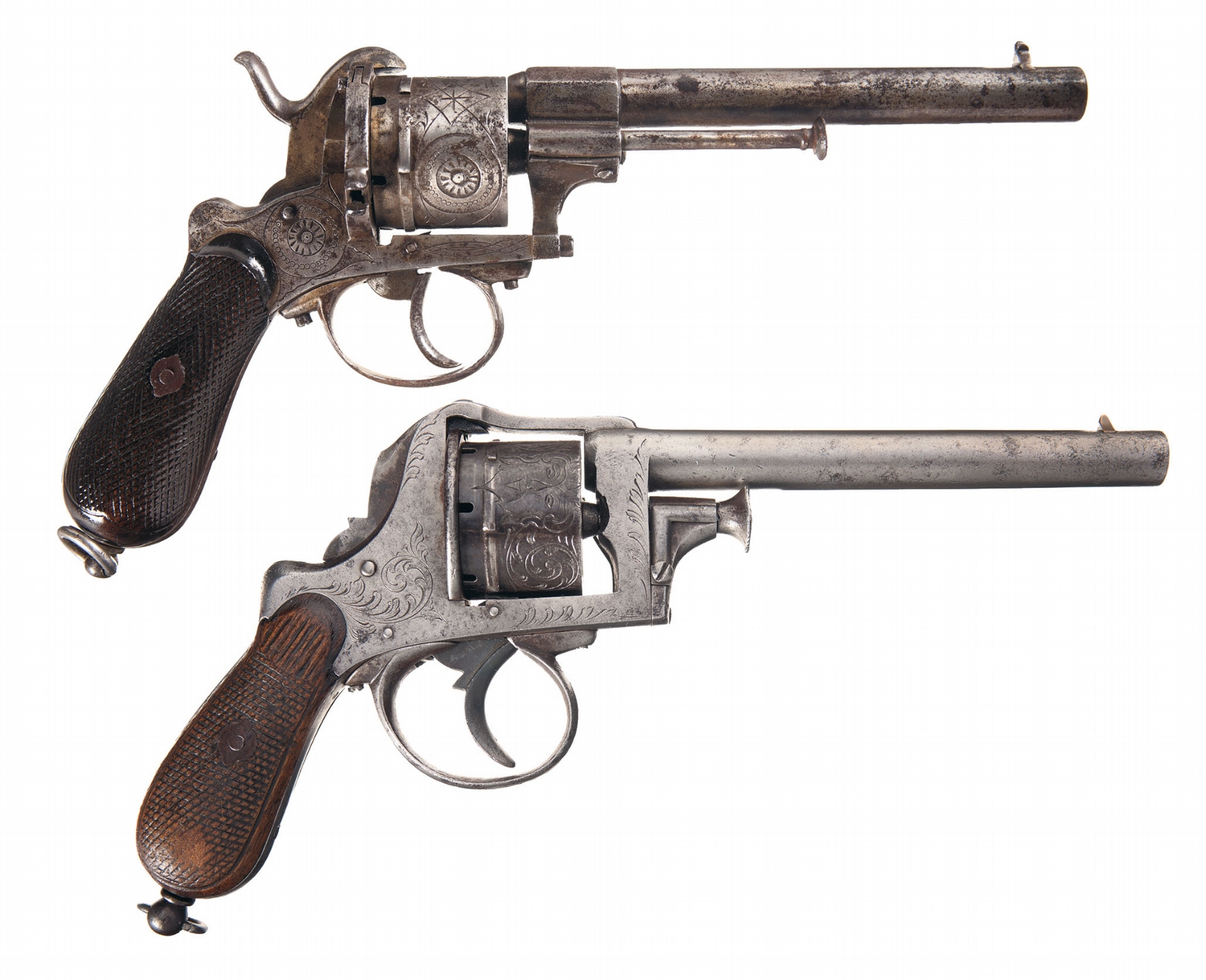 Collector's Lot of Two European Pinfire Revolvers -A) Engraved Belgium ...