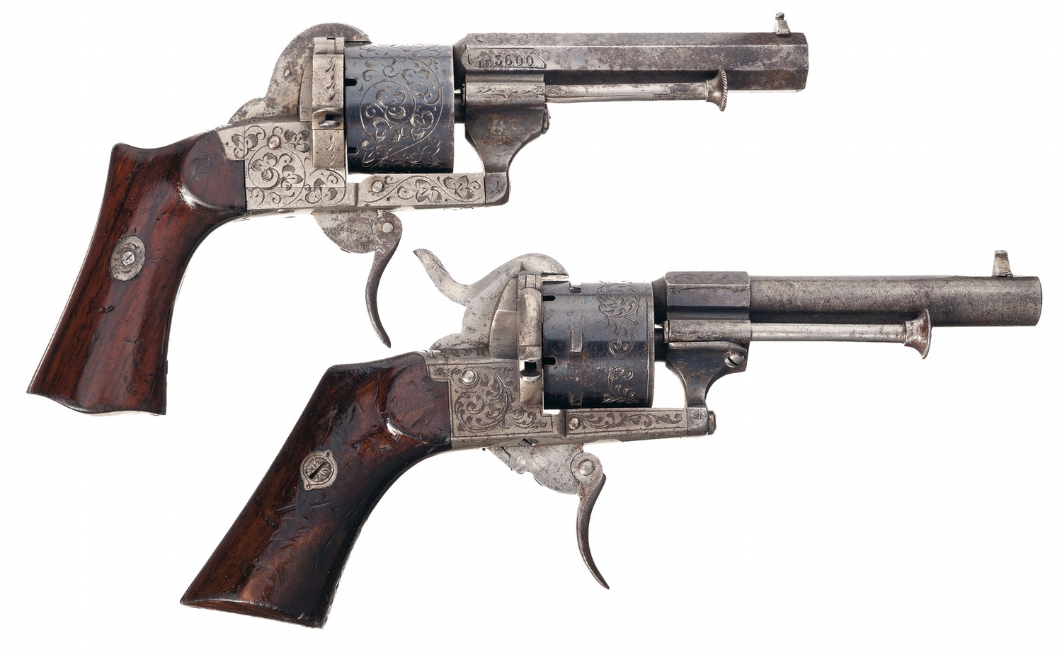 Collector's Lot of Two Engraved French Pinfire Revolvers -A) Engraved ...