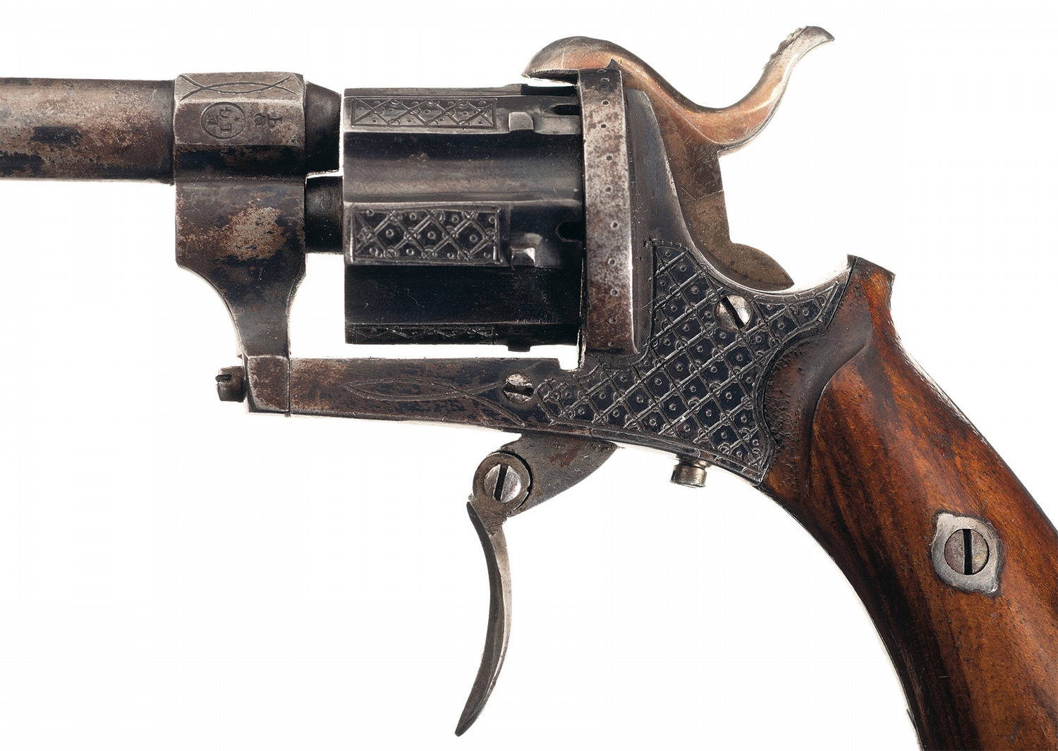 Engraved Belgian Pinfire Revolver