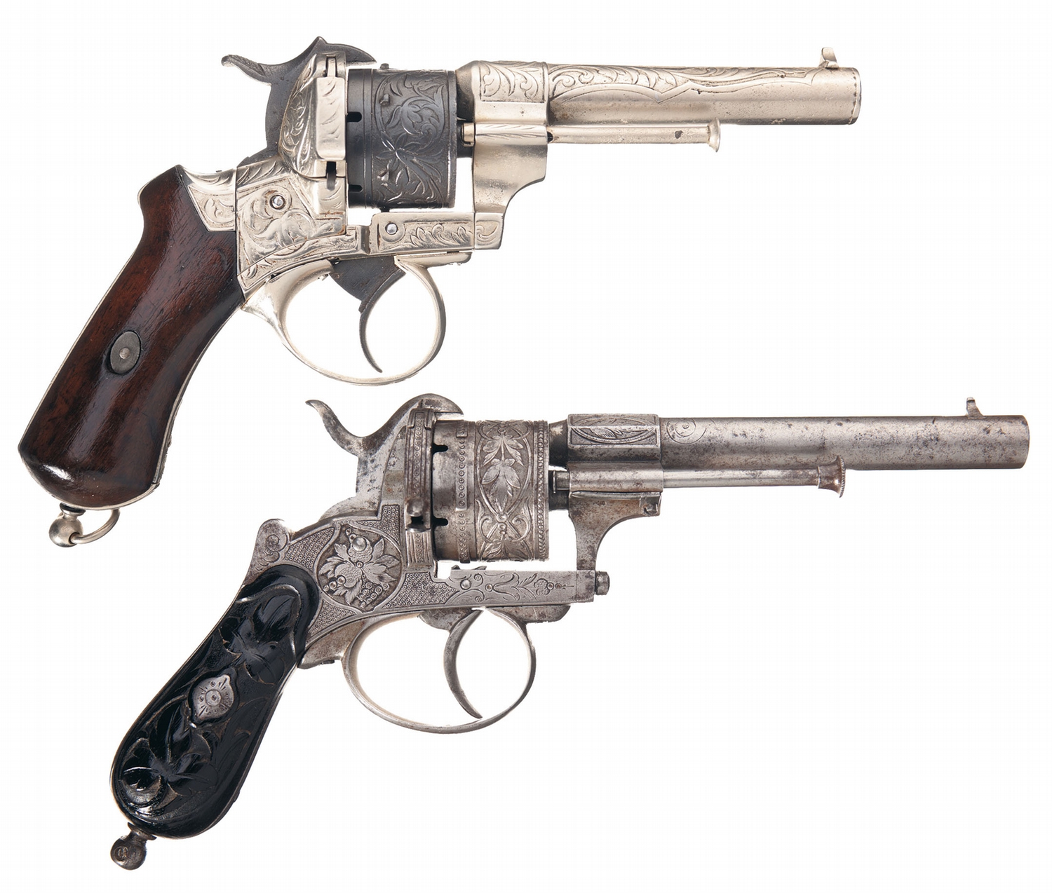 Collector's Lot of Two Engraved Pinfire Revolvers -A) Engraved ...