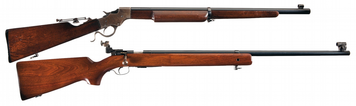 Two Target Rifles -A) Stevens Model 414 Armory Model Single Shot Rifle