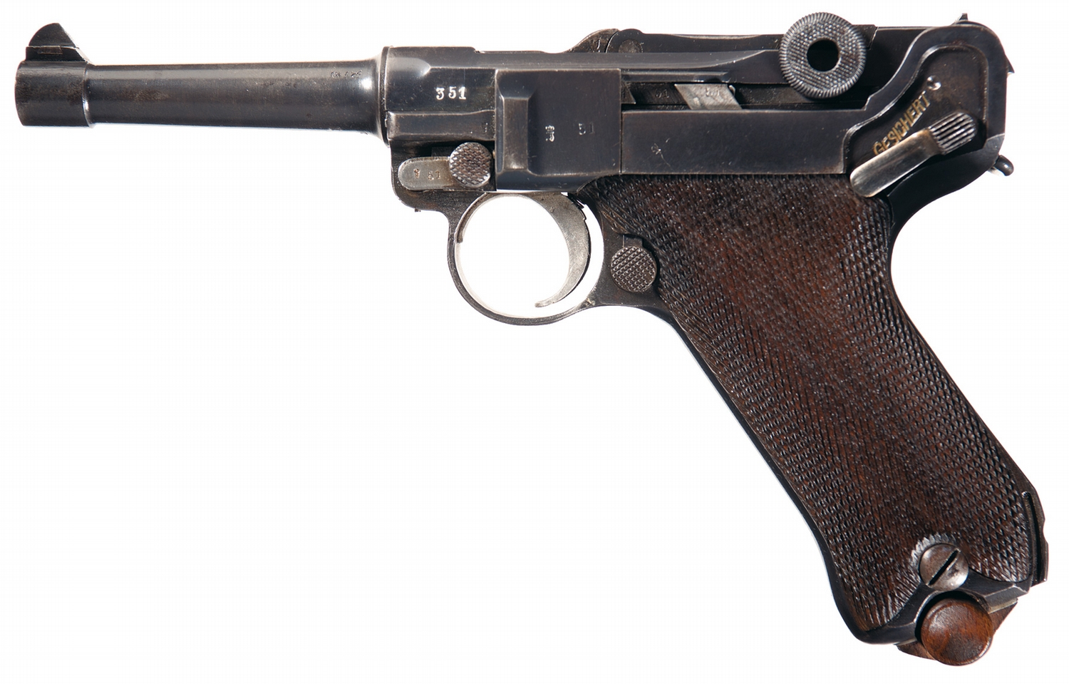 World War II Erfurt 1917 Production Luger Pistol with Unit Markings